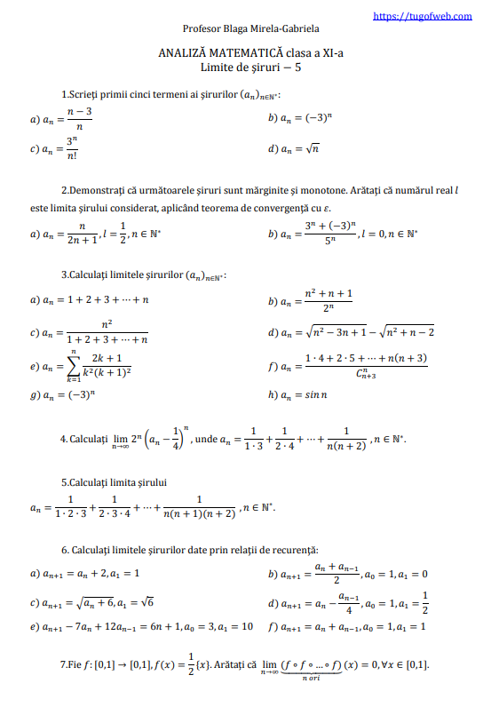 Limite de siruri – 5 – aplicatii – Tug Of Web