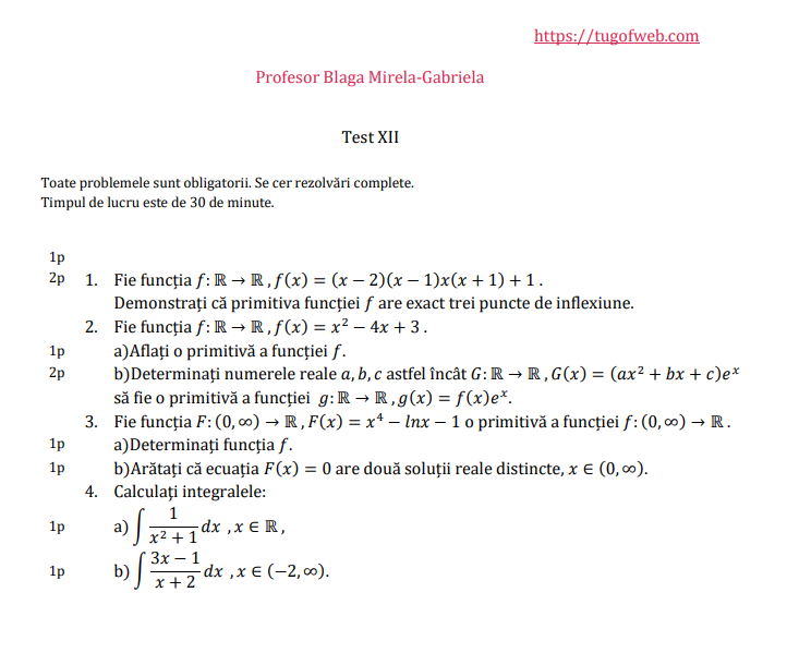 12 Primitive. Integrale – Tug Of Web