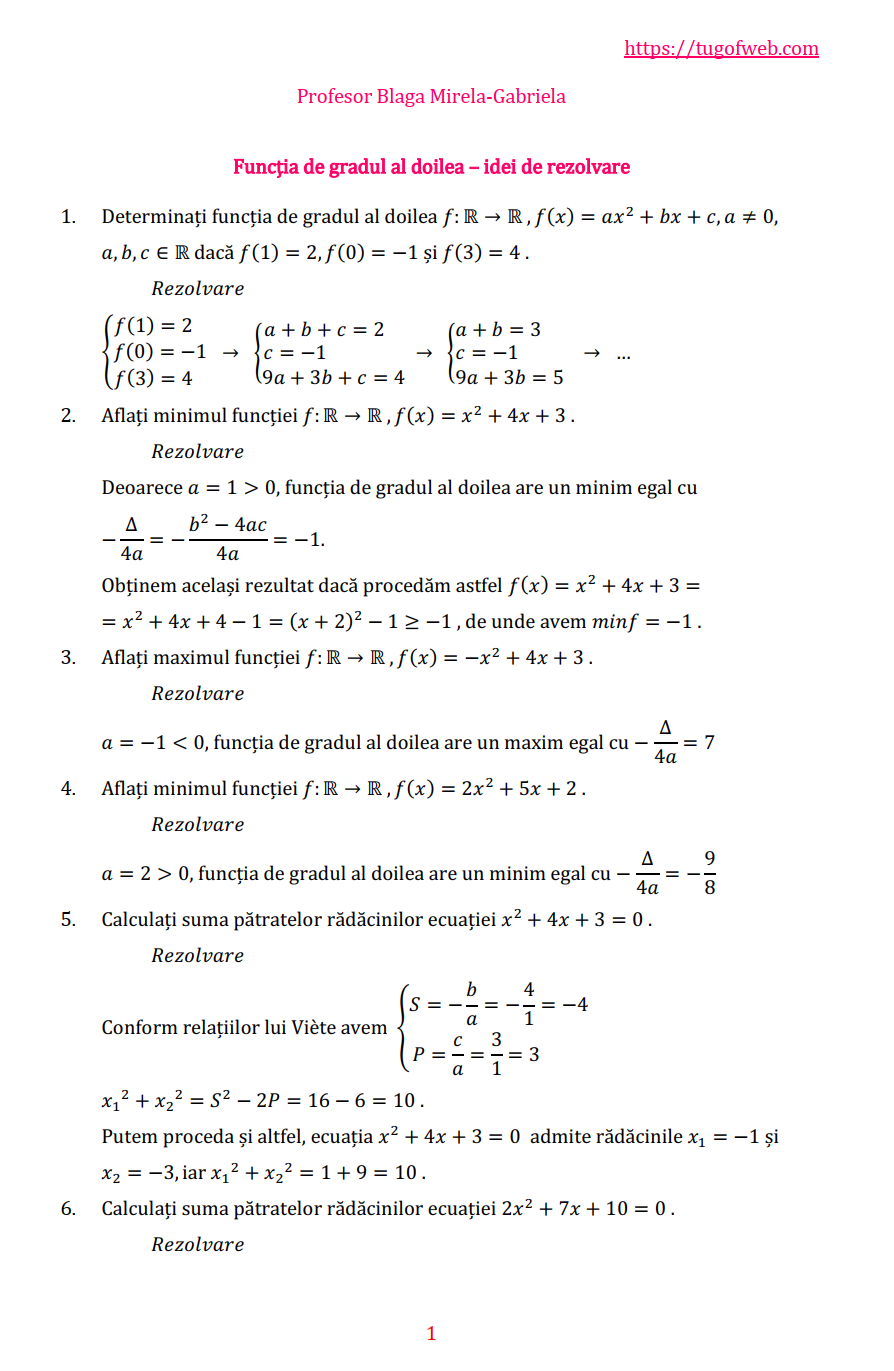 Functia de gradul al doilea – 4. Idei de rezolvare – Tug Of Web
