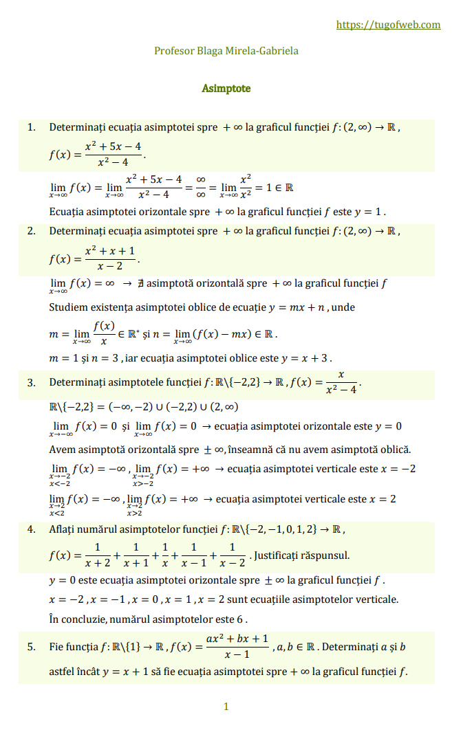 Asimptote. Probleme rezolvate – 8 – Tug Of Web