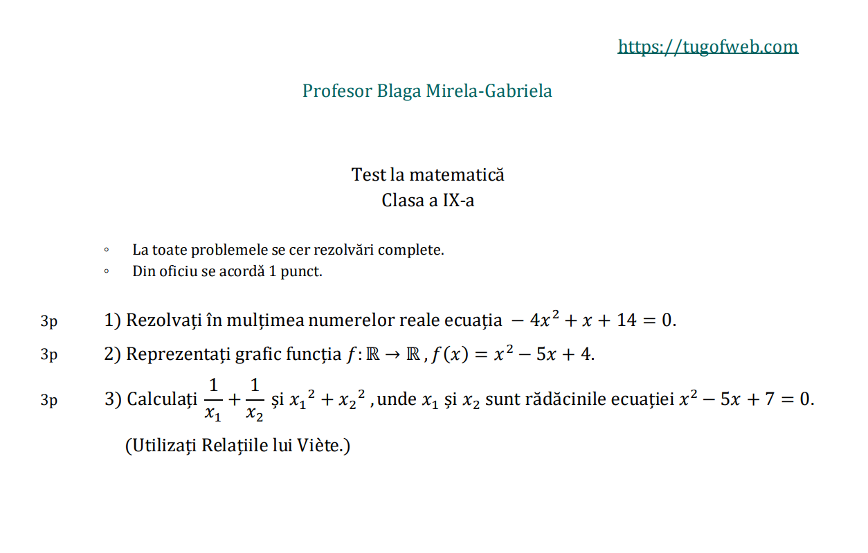 Test – Functia de gradul al doilea – uman – vocational – Tug Of Web