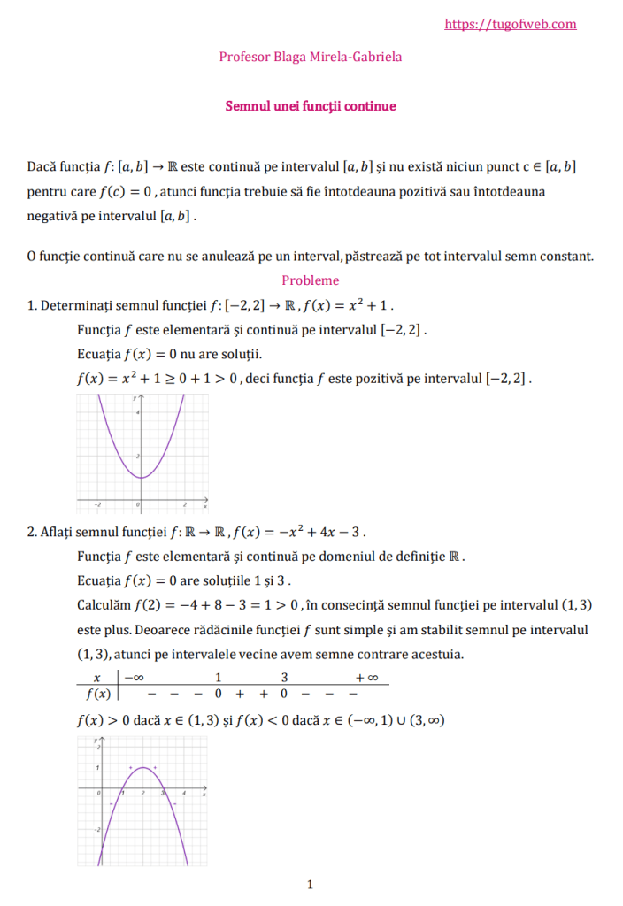 Semnul unei functii continue – Tug Of Web