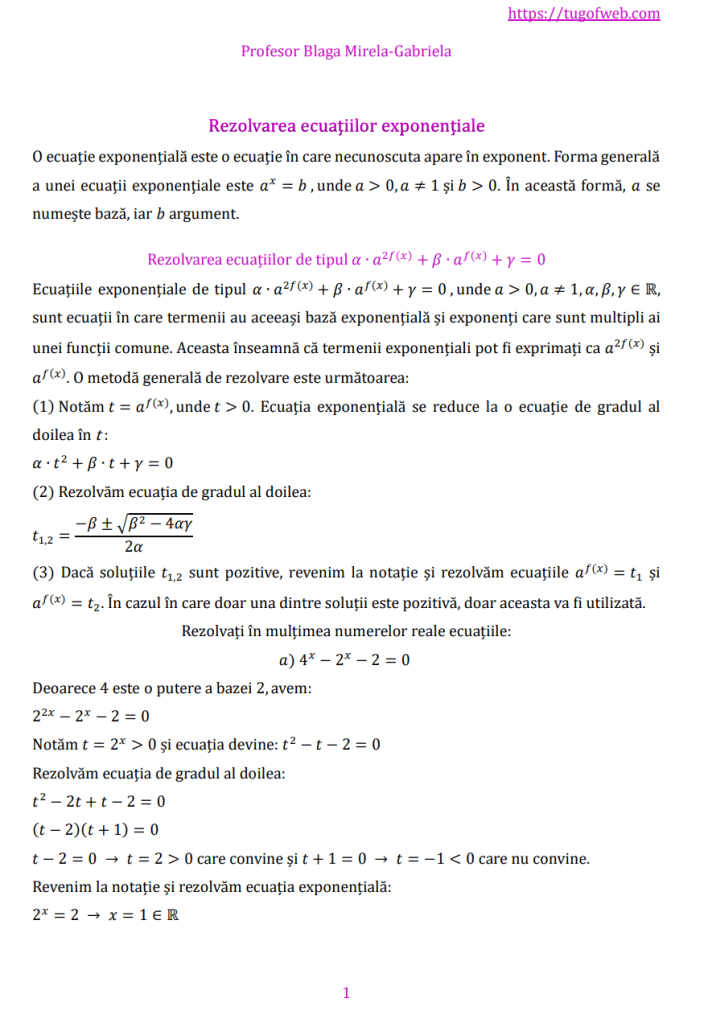 Rezolvarea ecuatiilor exponentiale 5 – Tug Of Web