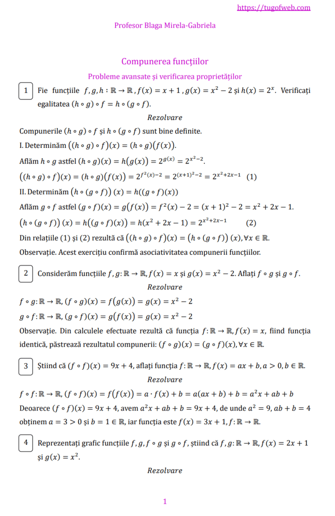 Compunerea functiilor Probleme avansate si verificarea proprietatilor – Tug Of Web